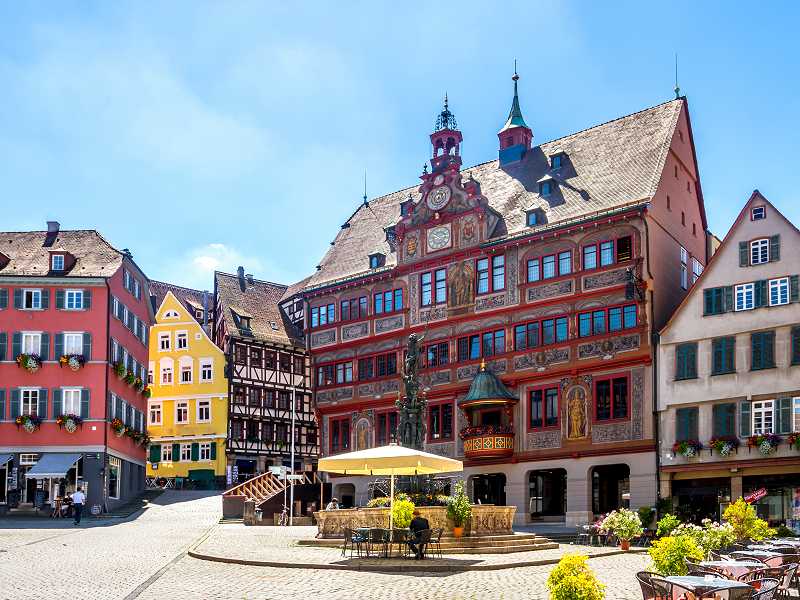 Rathaus Tübingen, das Wahrzeichen der Stadt mit Uhr
